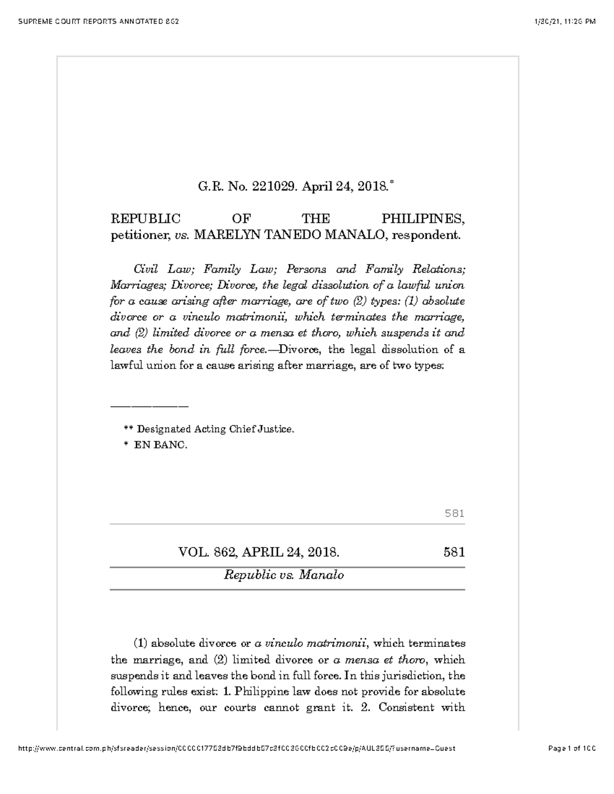 Logic case assignment to case digest - G. No. 221029. April 24, 2018 ...