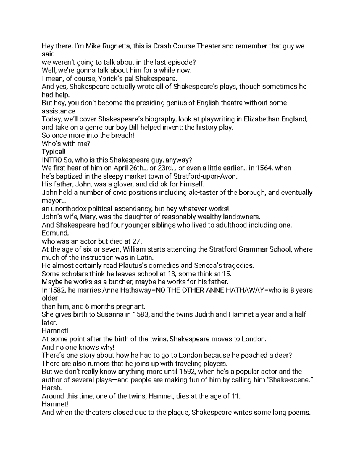 14 - basta - Hey there, I’m Mike Rugnetta, this is Crash Course Theater ...