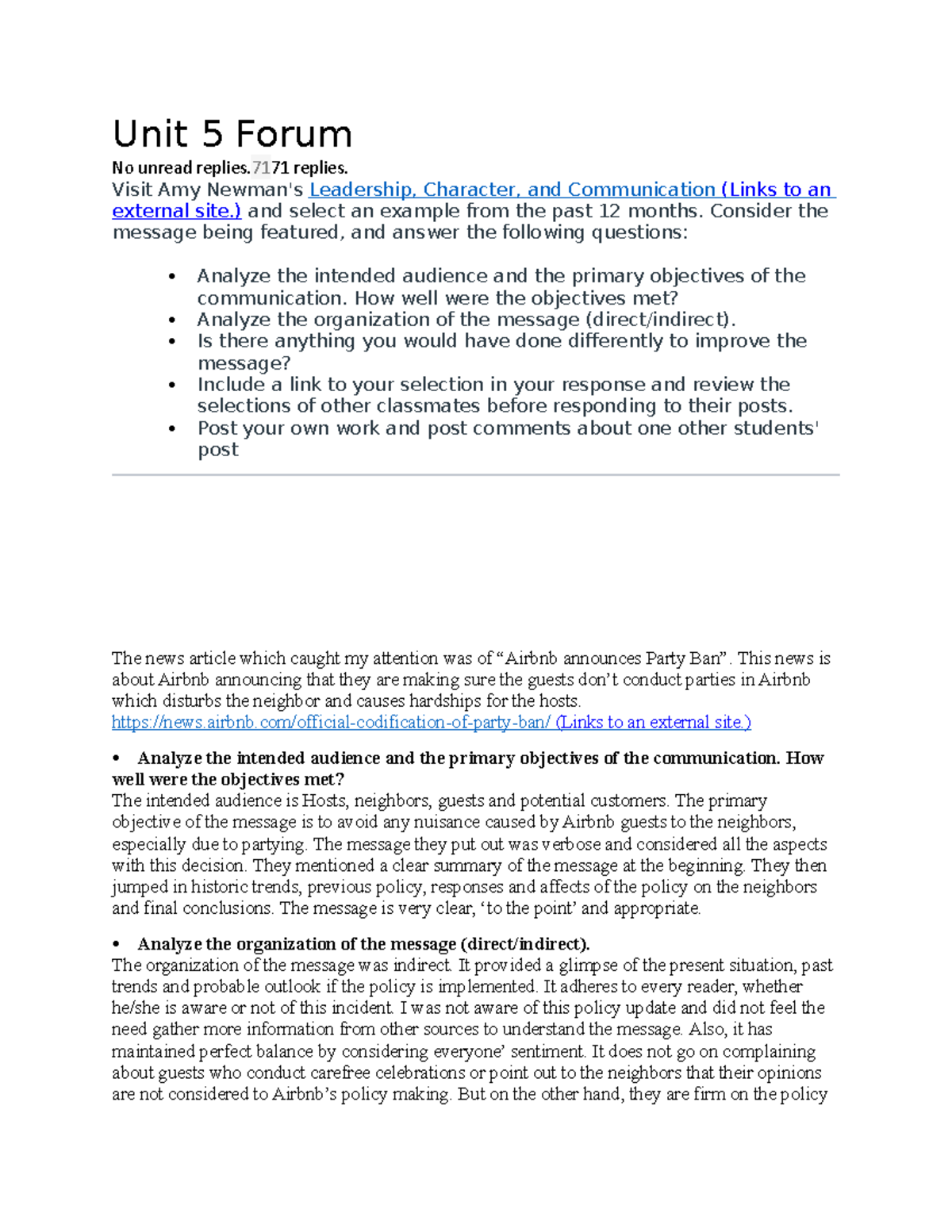 Unit 5 forum A grade 5 - Unit 5 Forum No unread replies. 71 71 replies ...