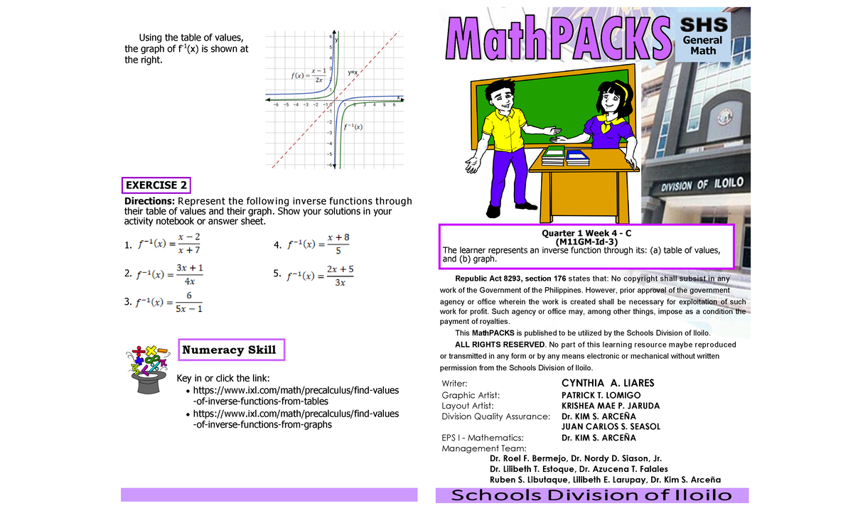 Math11 Gen Math Q1Wk4-C-final - Using the table of values, the graph of ...