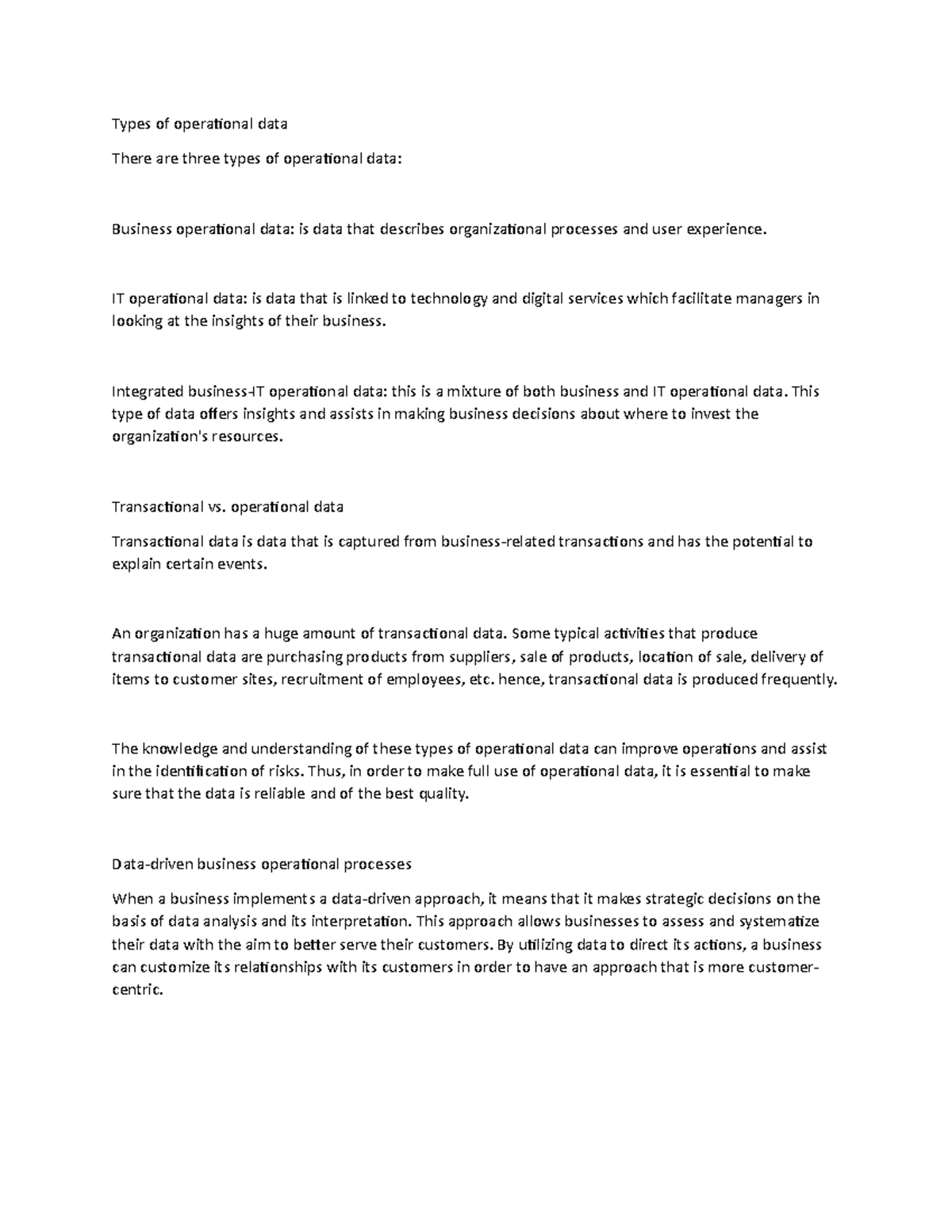 Operational data - IT operational data: is data that is linked to ...