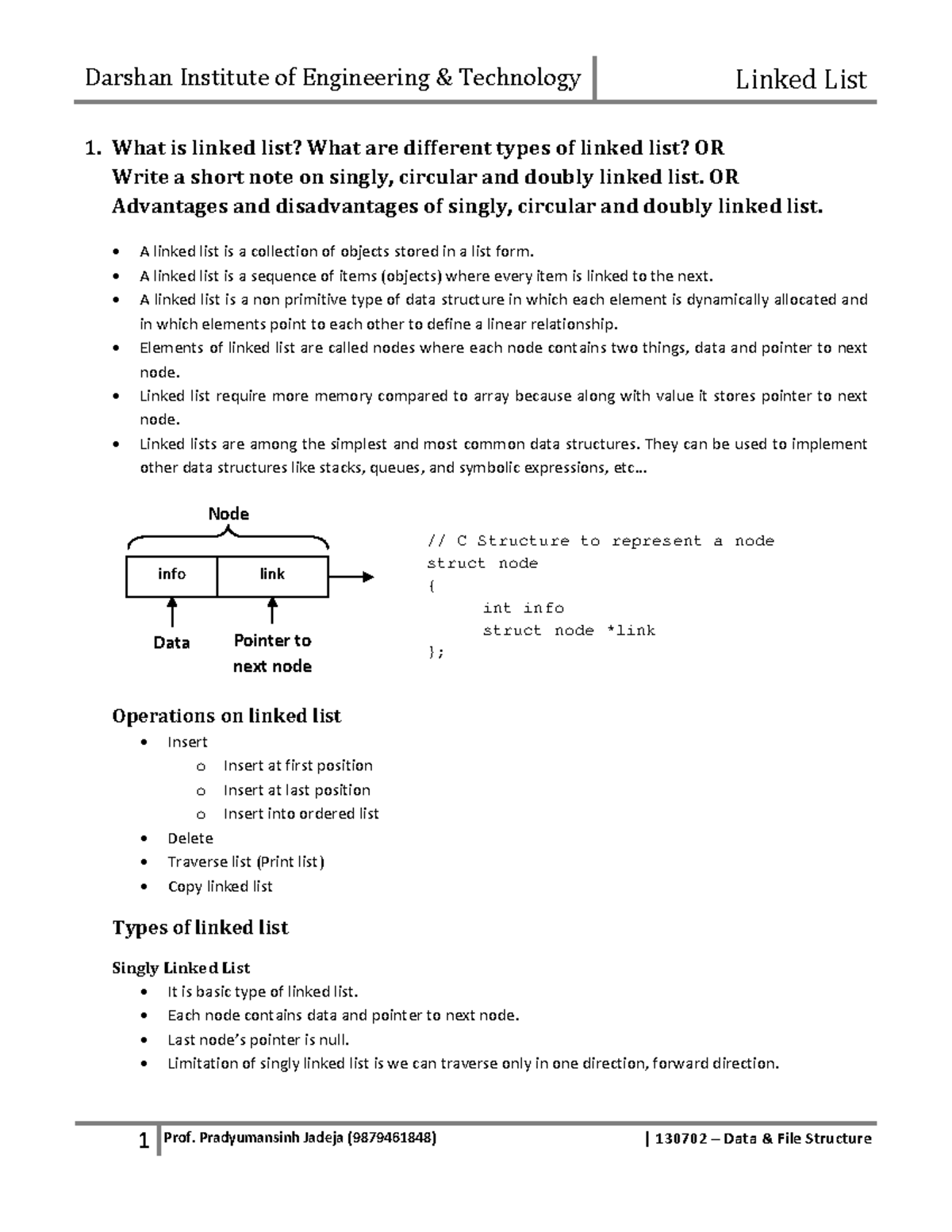 242 linked list Q and Ans - 1. What is linked list? What are different ...