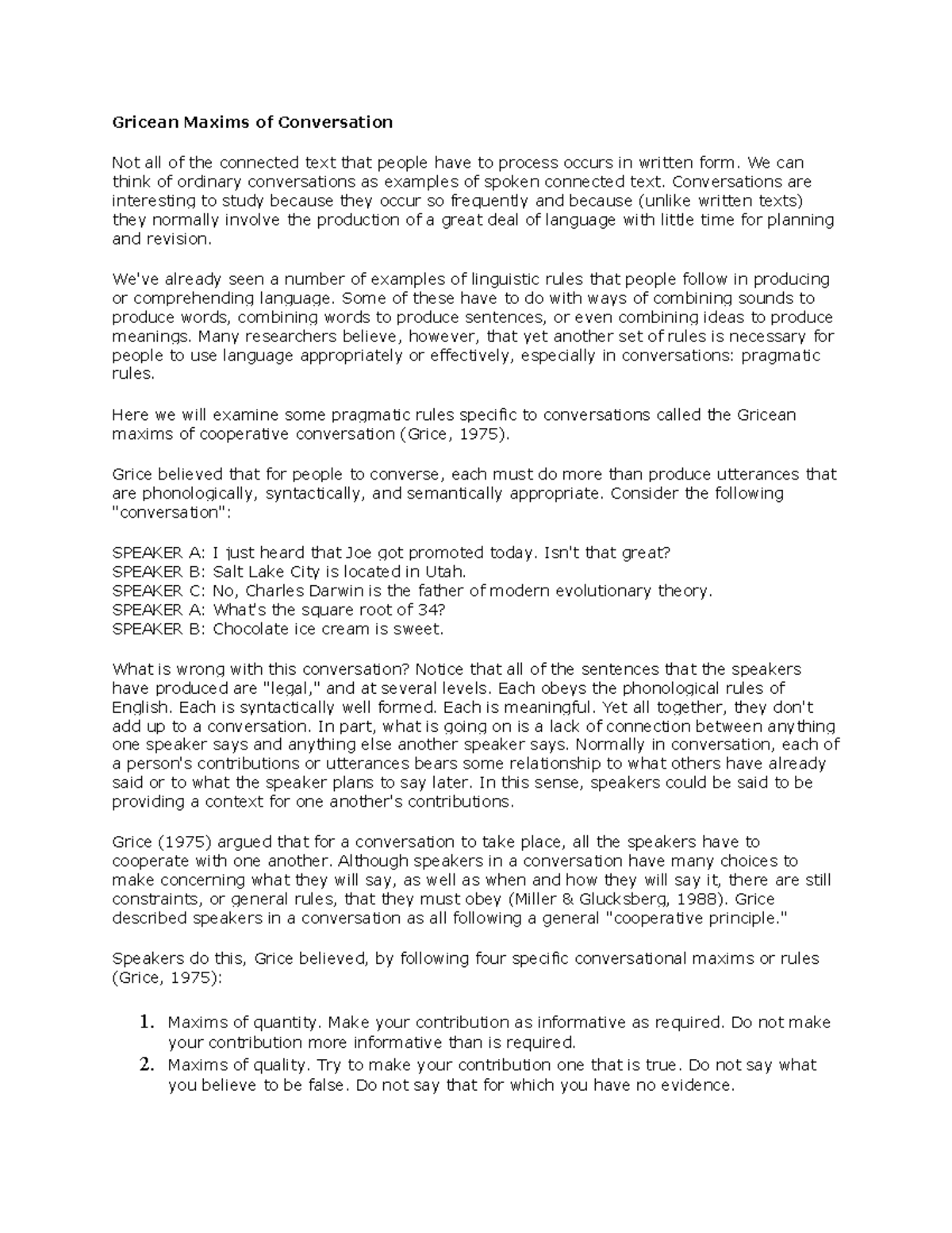164738596 Gricean Maxims of Conversation - Gricean Maxims of ...