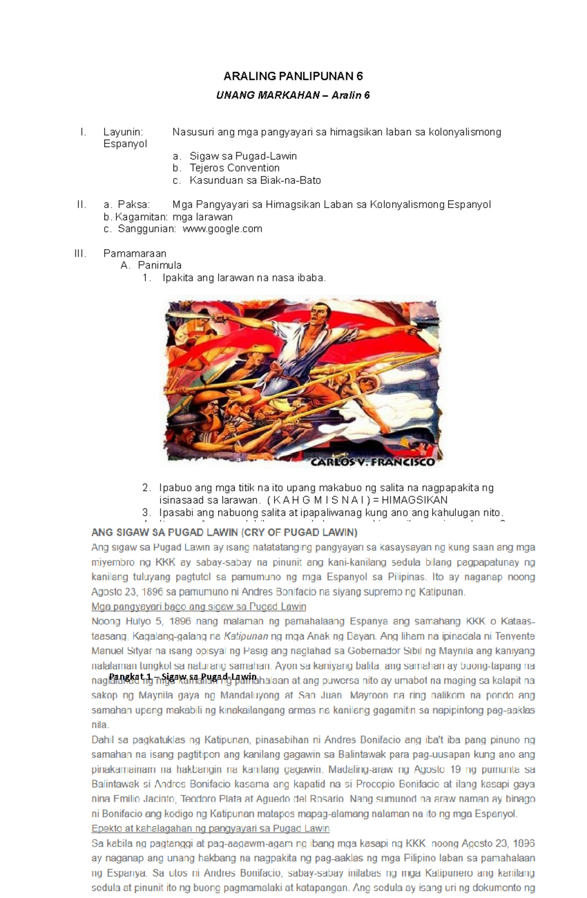 TG - Araling Panlipunan 6-Charina - ARALING PANLIPUNAN 6 UNANG MARKAHAN ...