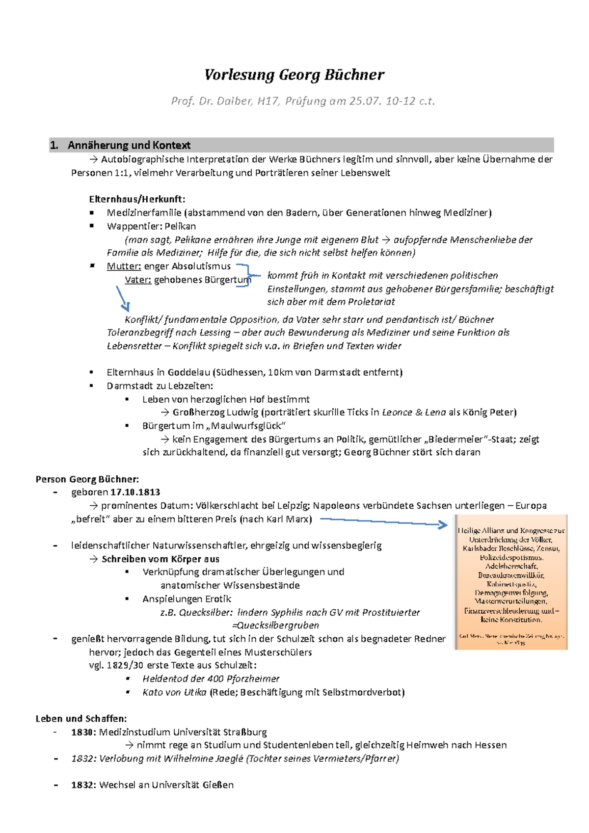 VL Georg Büchner - Sommer - Vorlesung Georg Büchner Prof. Dr. Daiber ...