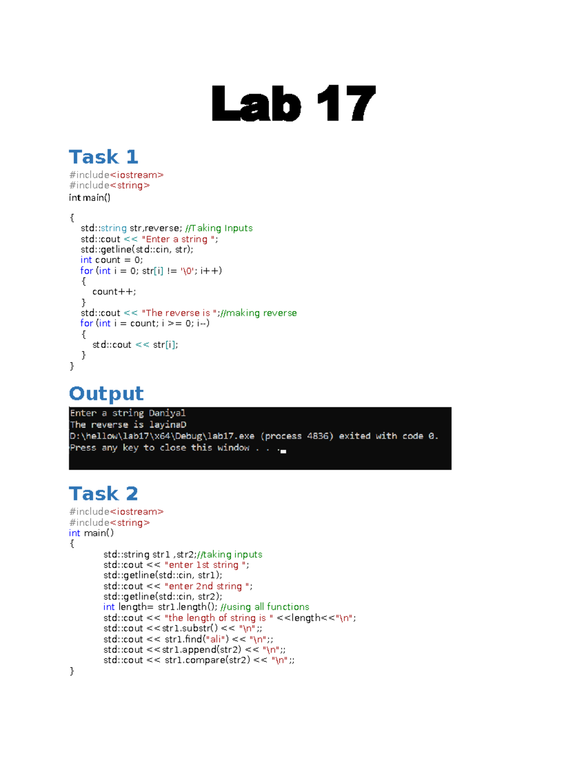 F23-3029 L17 - practice of programming - Lab 17 Task 1 #include - Studocu
