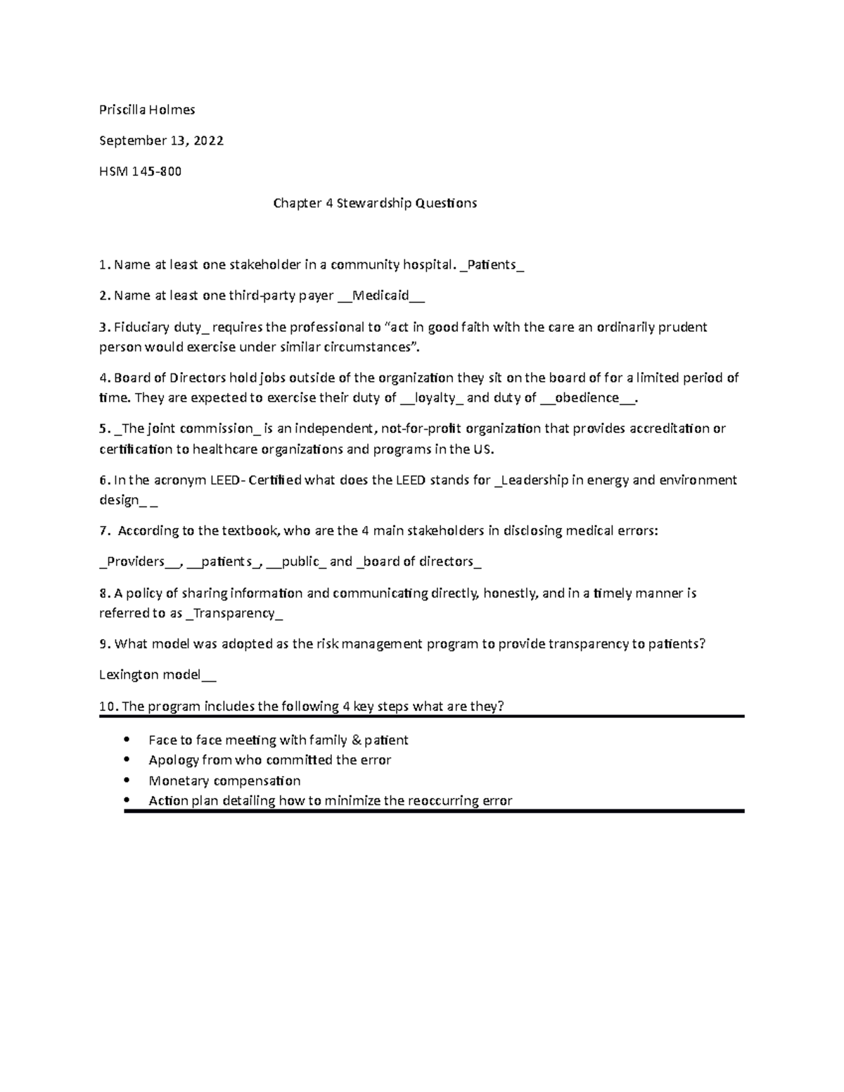 Chapter 4 Stewardship Questions - Priscilla Holmes September 13, 2022 ...