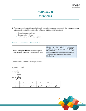 A2 Ejercicios Calculo Vectorial - CALCULO VECTORIAL ACTIVIDAD 2. Ejercicios EQUIPO 3: Profesora ...