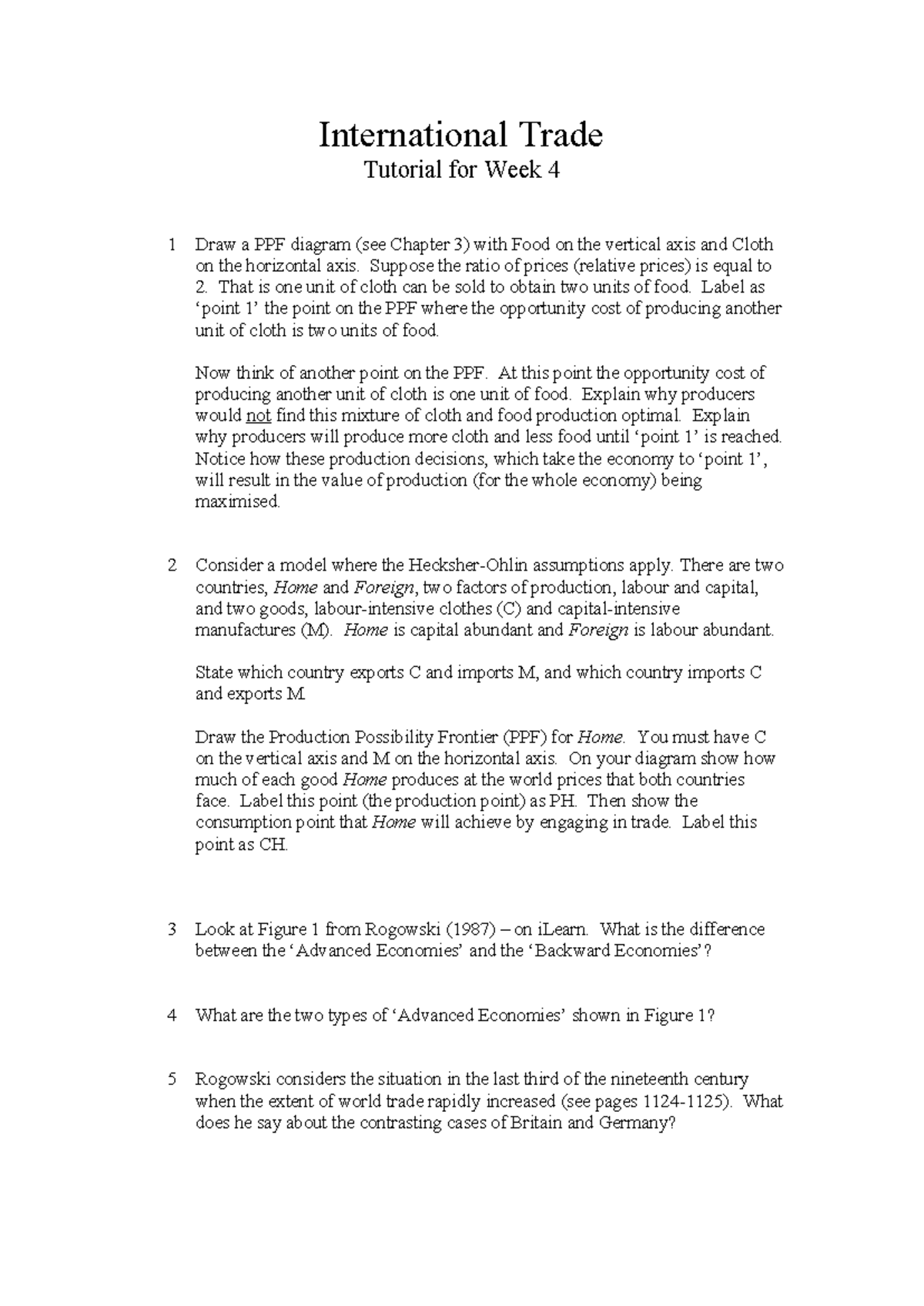 241 Trade Week 4 Tutorial - International Trade Tutorial for Week 4 1 ...