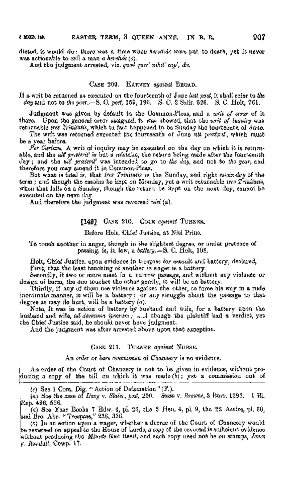 Cole v Turner - Law of Torts cases - 6 zyxwvutsrqpoXOD. zyxwvutsr149 ...