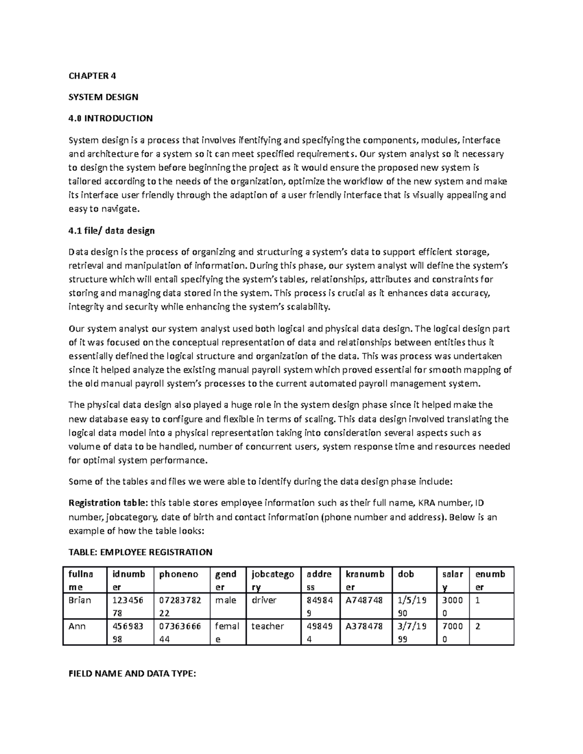 Chapter 4 - project proposal of pupils information system - CHAPTER 4 ...