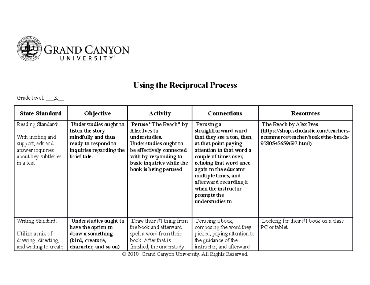 Reciprocal Process - Field experience for my class. Very helpful butbe ...