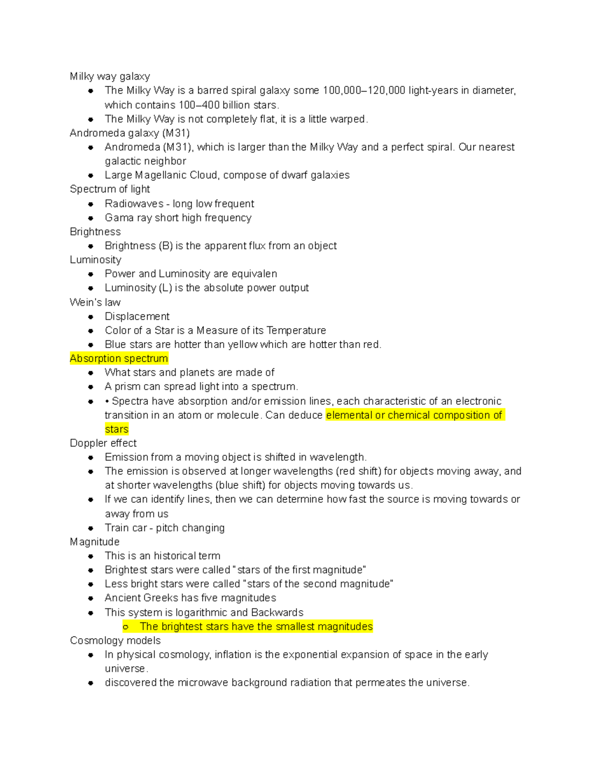 Physics Test #1 Review - Milky way galaxy The Milky Way is a barred ...