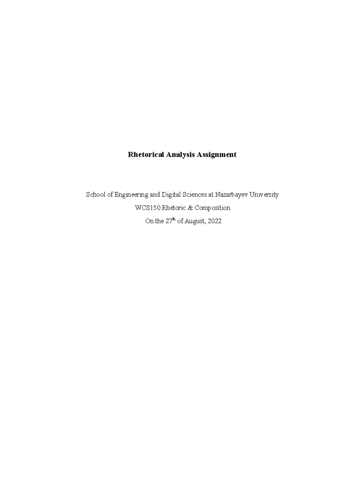 Rhetorical Analysis Maral - Rhetorical Analysis Assignment School of ...