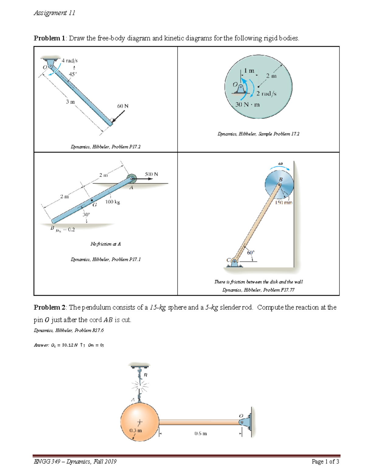Assignment 11 - Warning: TT: undefined function: 32 Assignment 11 ENGG 349 – Dynamics, Fall 2019 ...