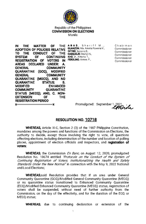 Comelec Resolution No,. 10798 - Communication For Corporations ...