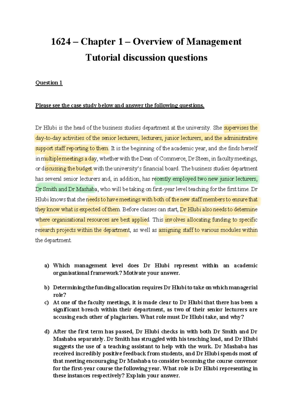 Tutorial Discussion Quesions - 1624 – Chapter 1 – Overview of ...