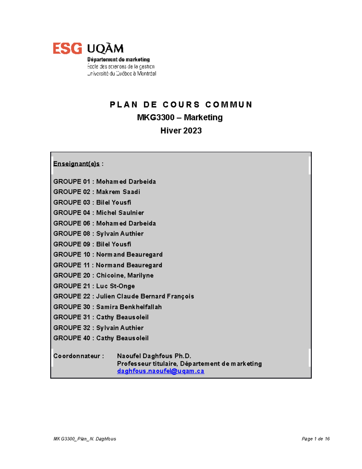 MKG3300 Plan de cours H23 V1.0 - P L A N D E C O U R S C O M M U N ...