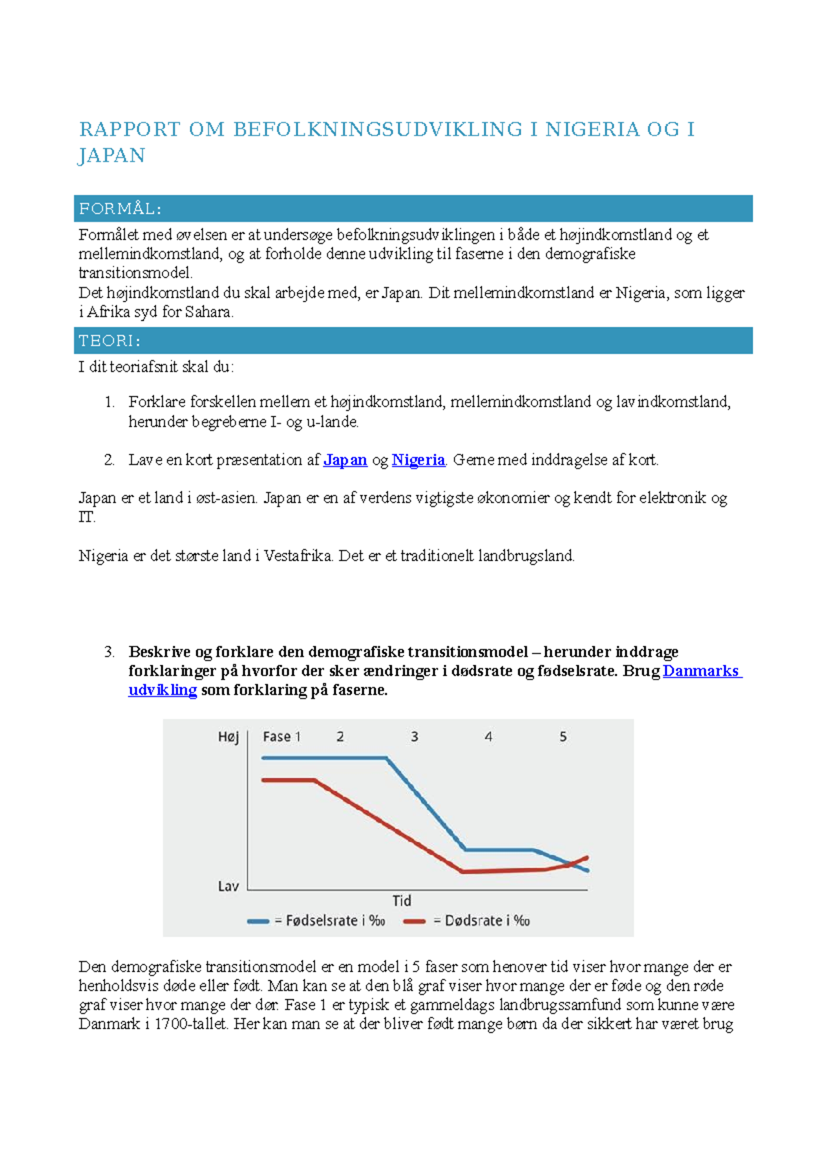 Demografisk transition afleveringsopgave - RAPPORT OM ...
