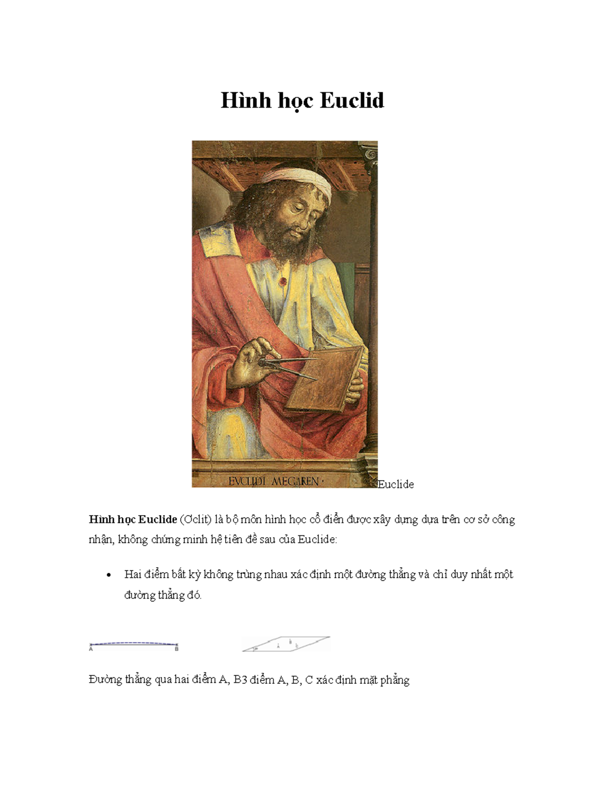 Hình học Euclid và phi Euclid 109776 - HÏnh học Euclid Euclide HÏnh học Euclide (¡clit) l‡ bộ ...