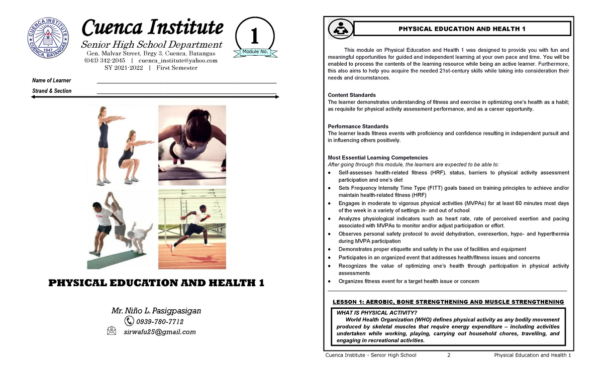 HOPE 1 Module - ... - Name of Learner ...