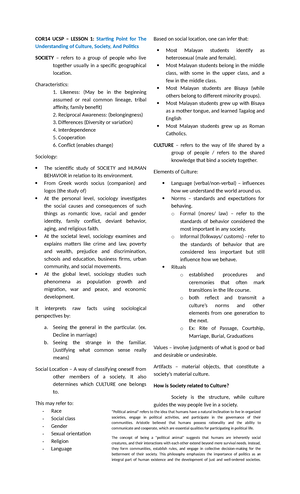 UCSP Reviewer - MODULE 1: L2: Three Perspective in Sociology Learning ...