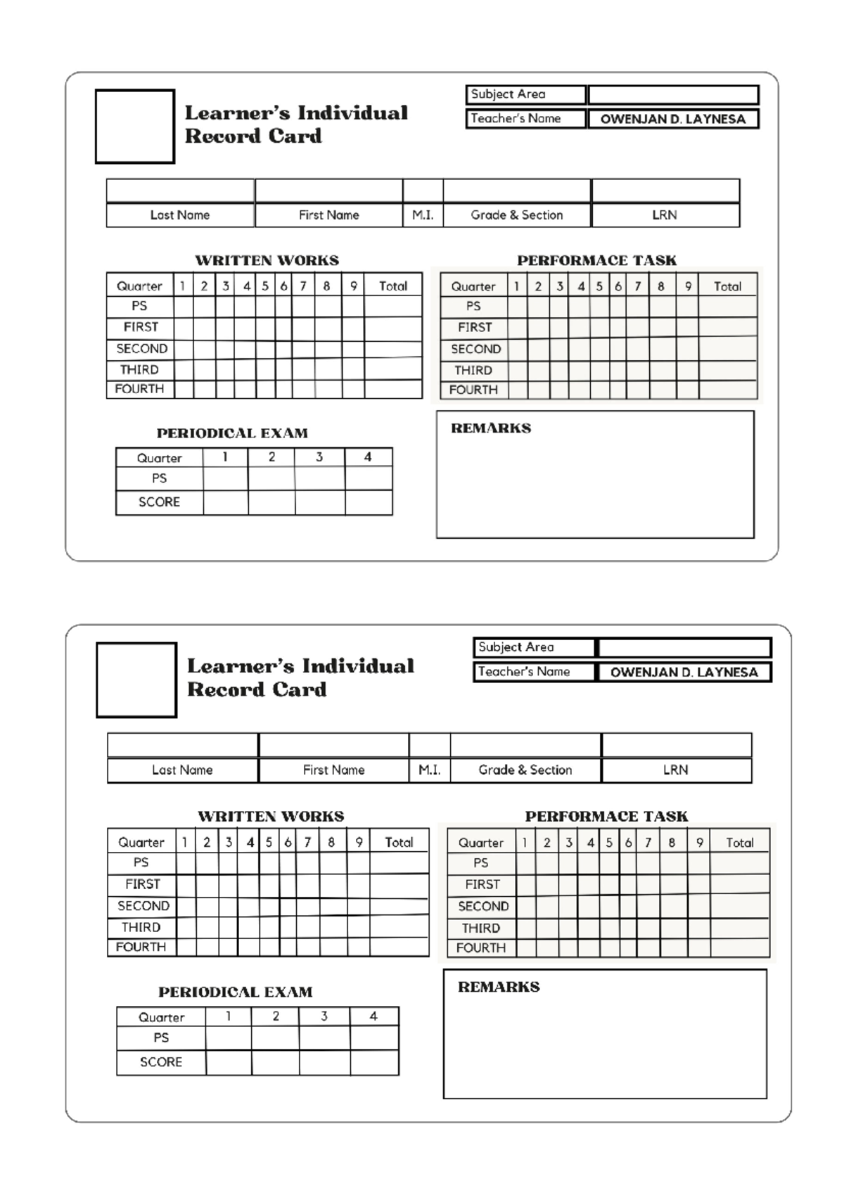 Individualrecord CARD - Subject Area Individual Name OWENJAN D. LAYNESA ...