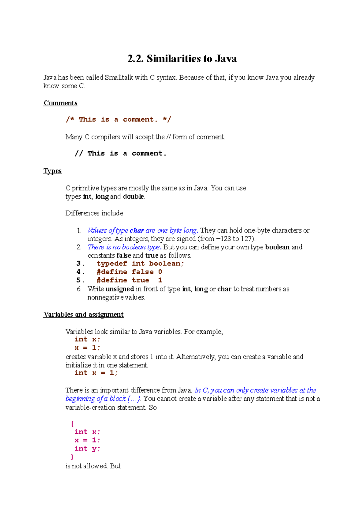 2.2. Similarities to Java - 2. Similarities to Java Java has been ...