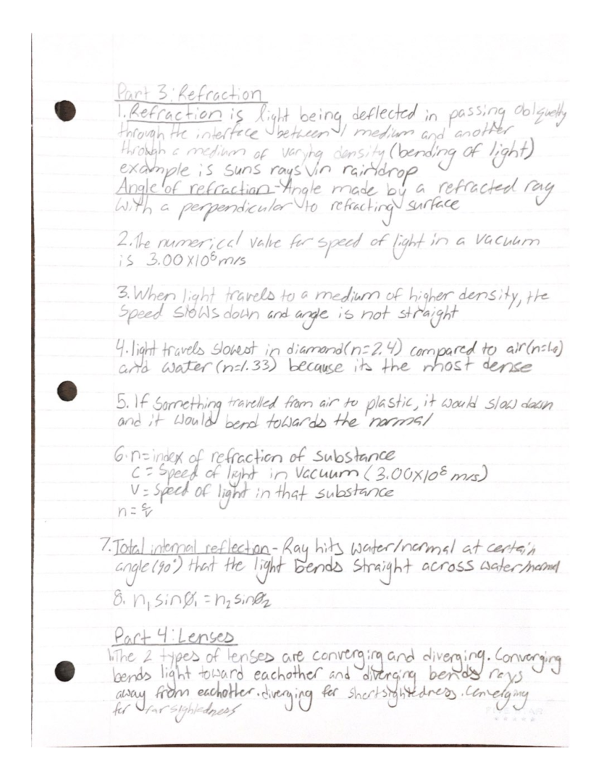 Optics Homework and review - SNC2D - Studocu