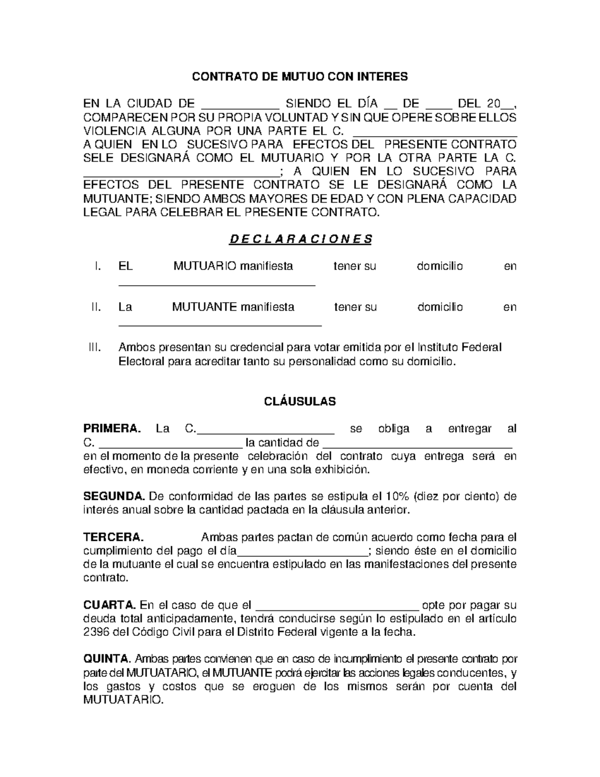 Contrato DE Mutuo CON Interes Y Simple - CONTRATO DE MUTUO CON INTERES ...