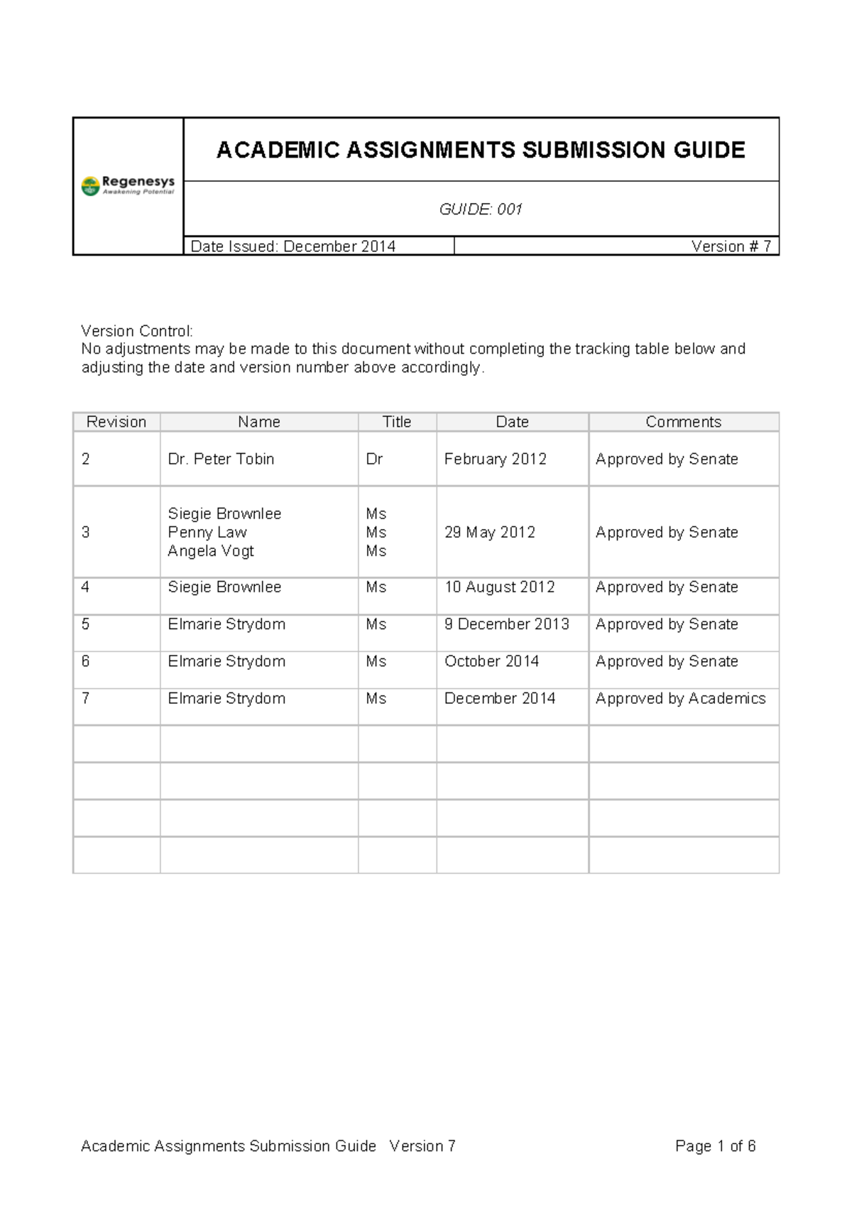 Assignment Submission Guide Acad ver7 - Version Control: No adjustments ...