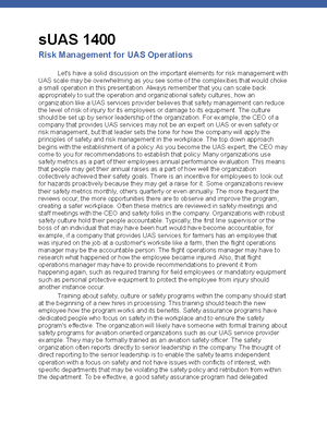 Developing an s UAS Operations Plan - ? sUAS 1400 Developing an sUAS ...