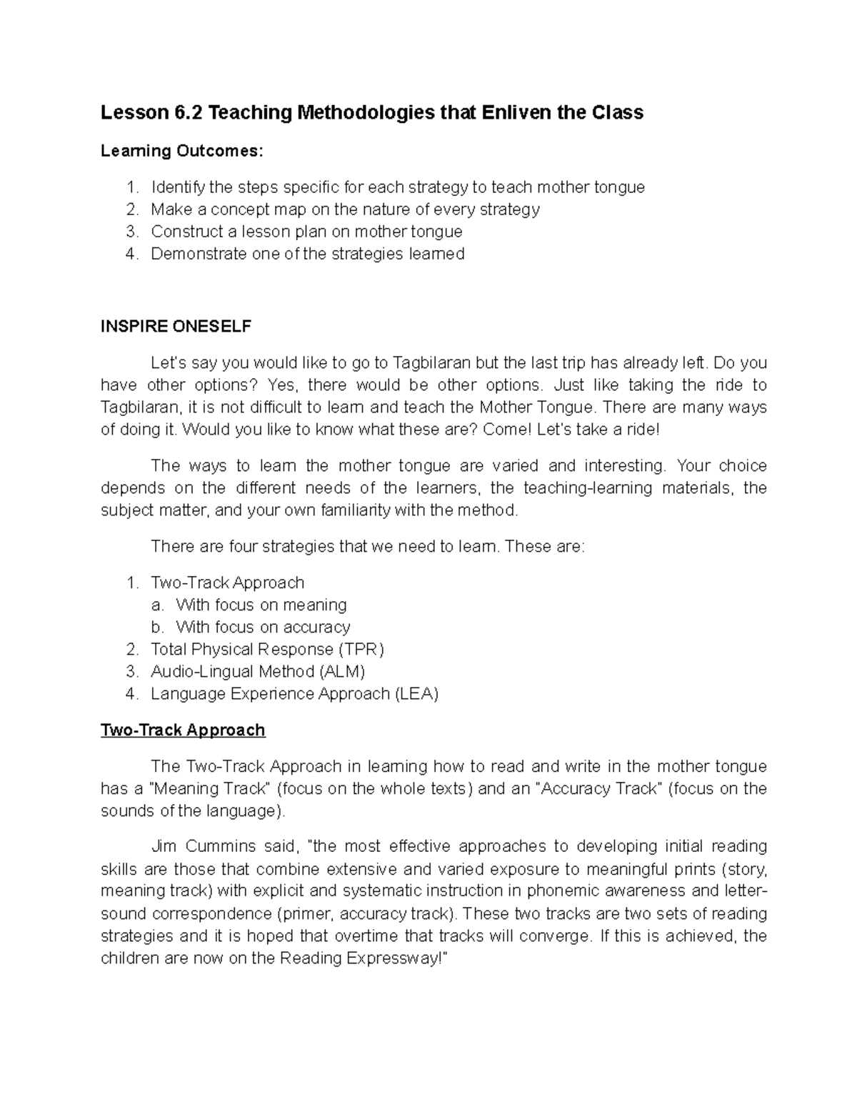 Lesson 6 - for education students' reference materials - Lesson 6 ...