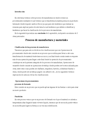 Actividad 2 proceso de manofactura - Procesos de manufactura y materiales - Studocu