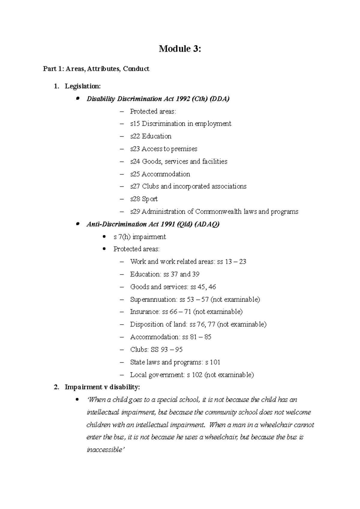 Module 3 - disability and impairment - Module 3: Part 1: Areas ...