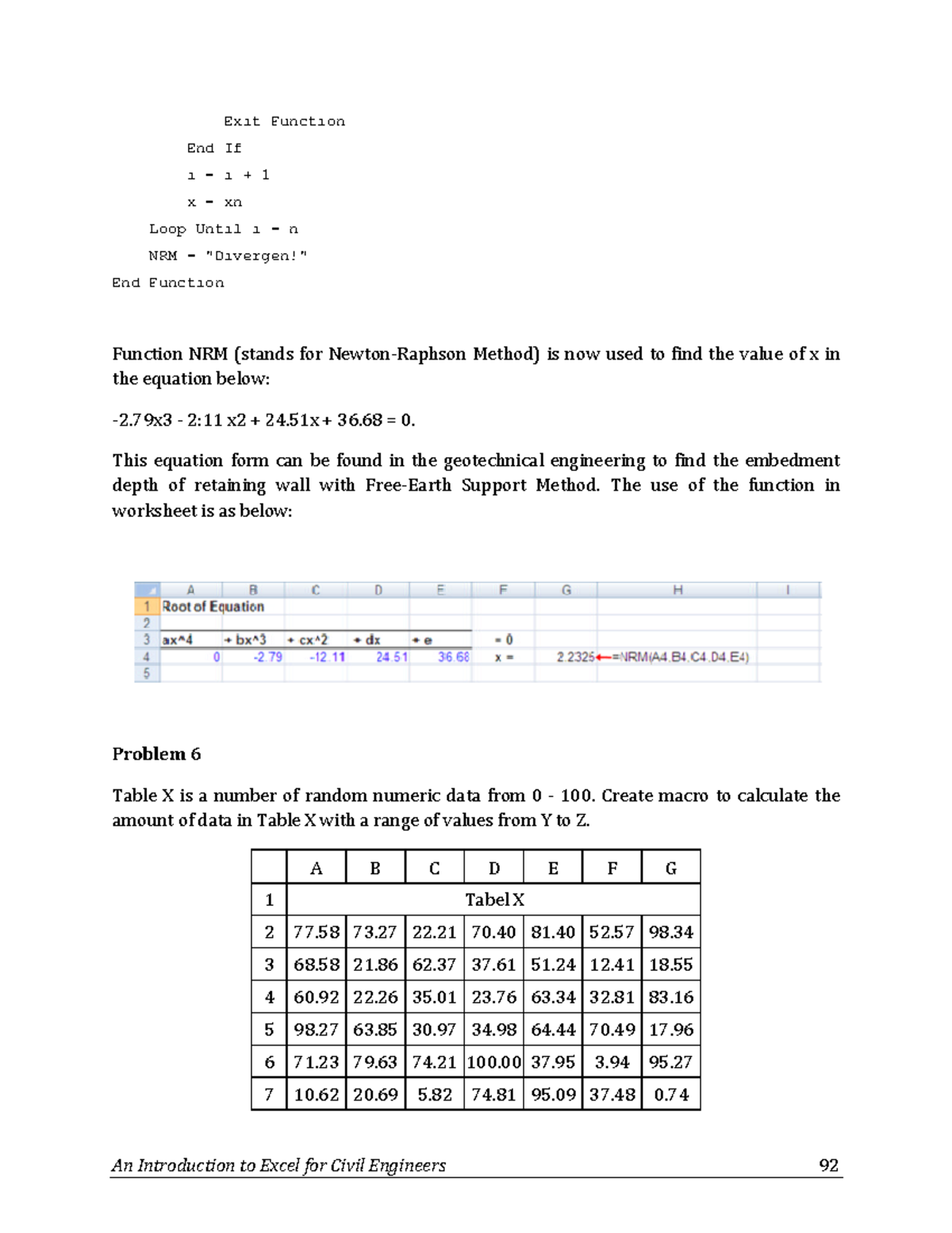 An Introduction to Excel for Civil Engineers From engineering theory to ...