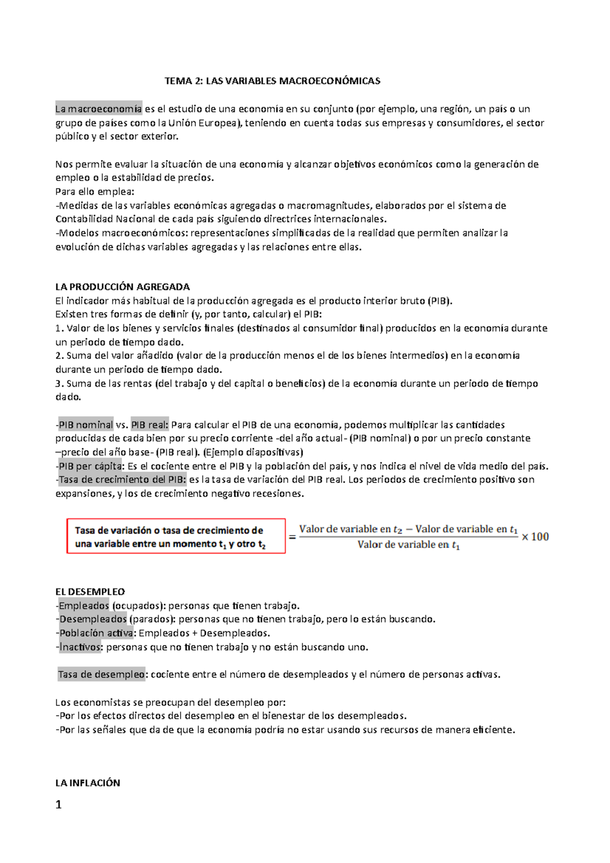 TEMA2 Macro imprimir - TEMA 2: LAS VARIABLES MACROECONÓMICAS La ...