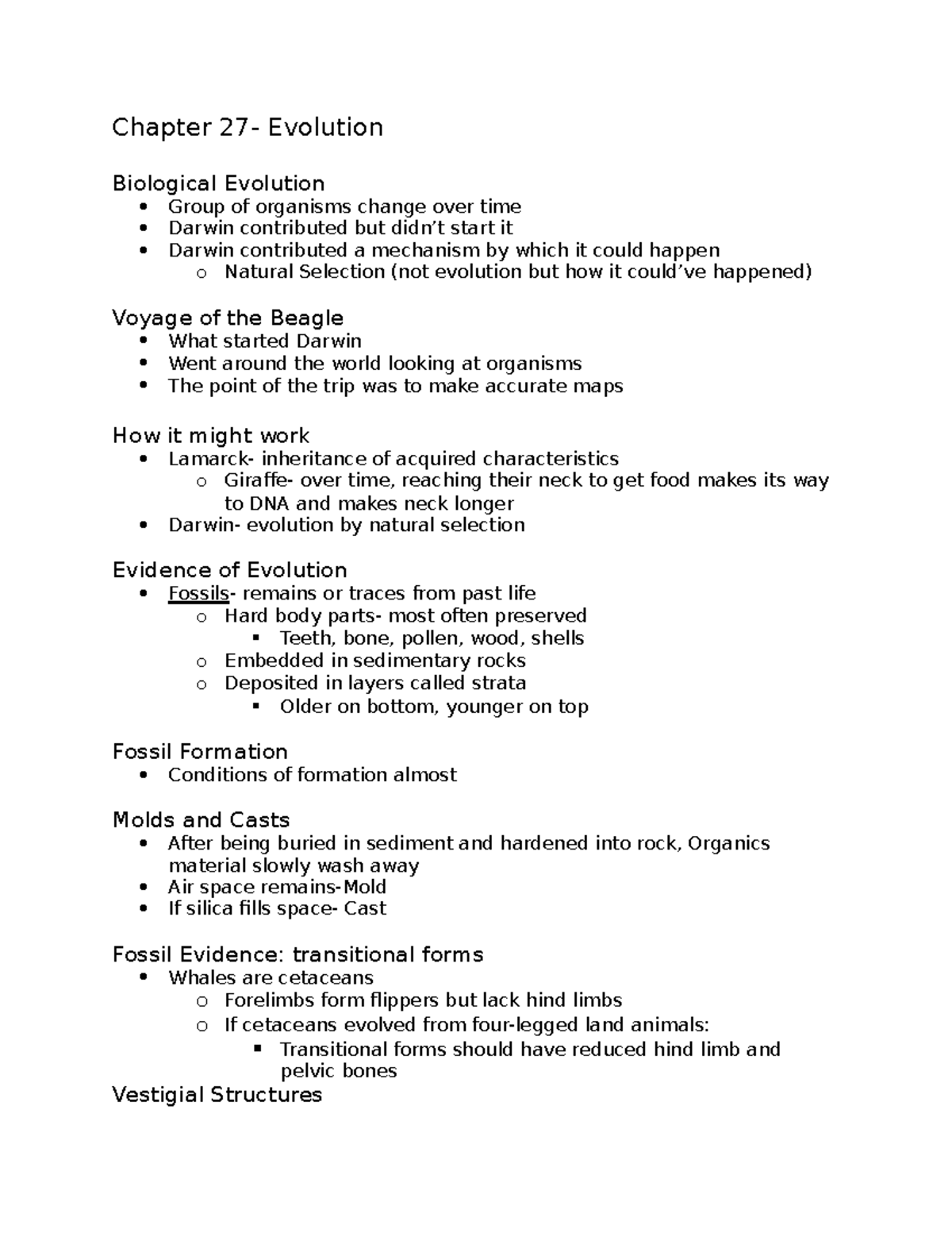 Biology Lecture Chapter 27- Evolution - Chapter 27- Evolution ...