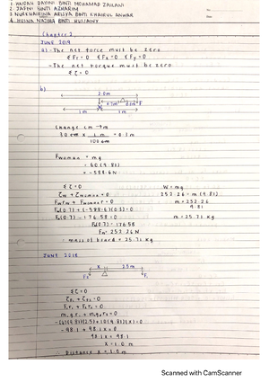 Tutorial WEEK 4 PHY210 Static Equilibrium - Mechanics and Thermal Physics - Studocu