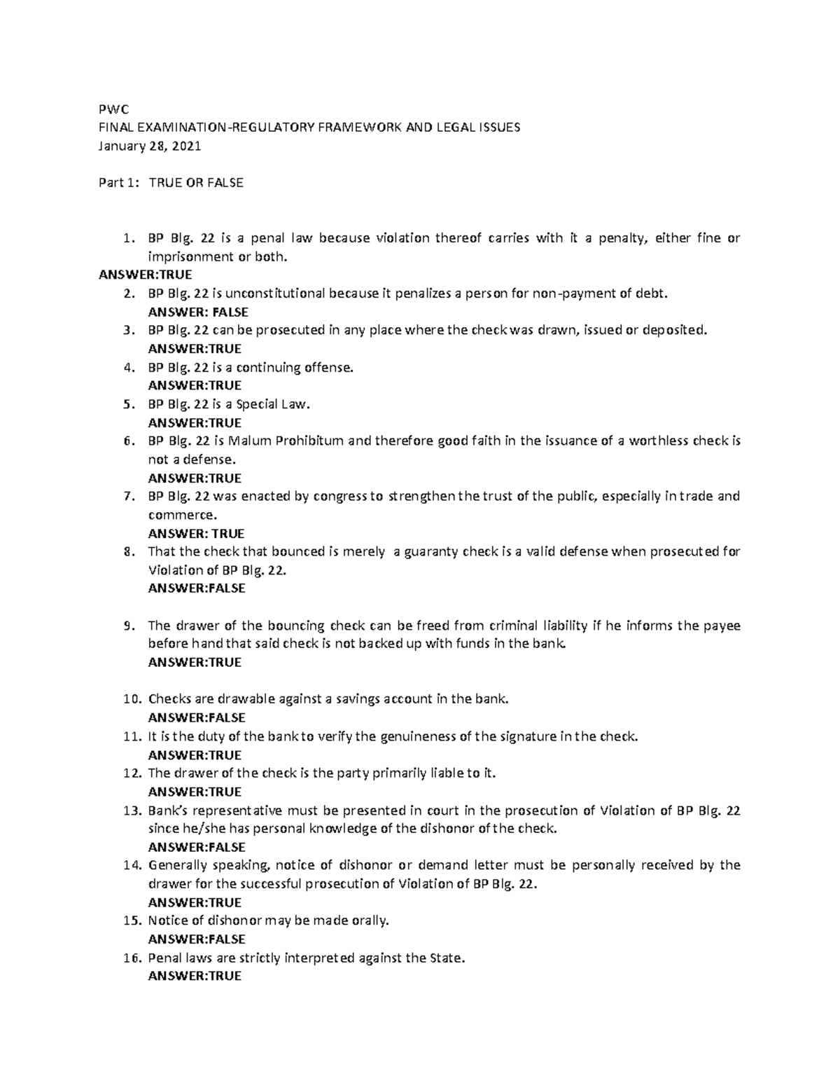 Sacedon-final-exam-pwc-regularatory-framework-1 - PWC FINAL EXAMINATION ...