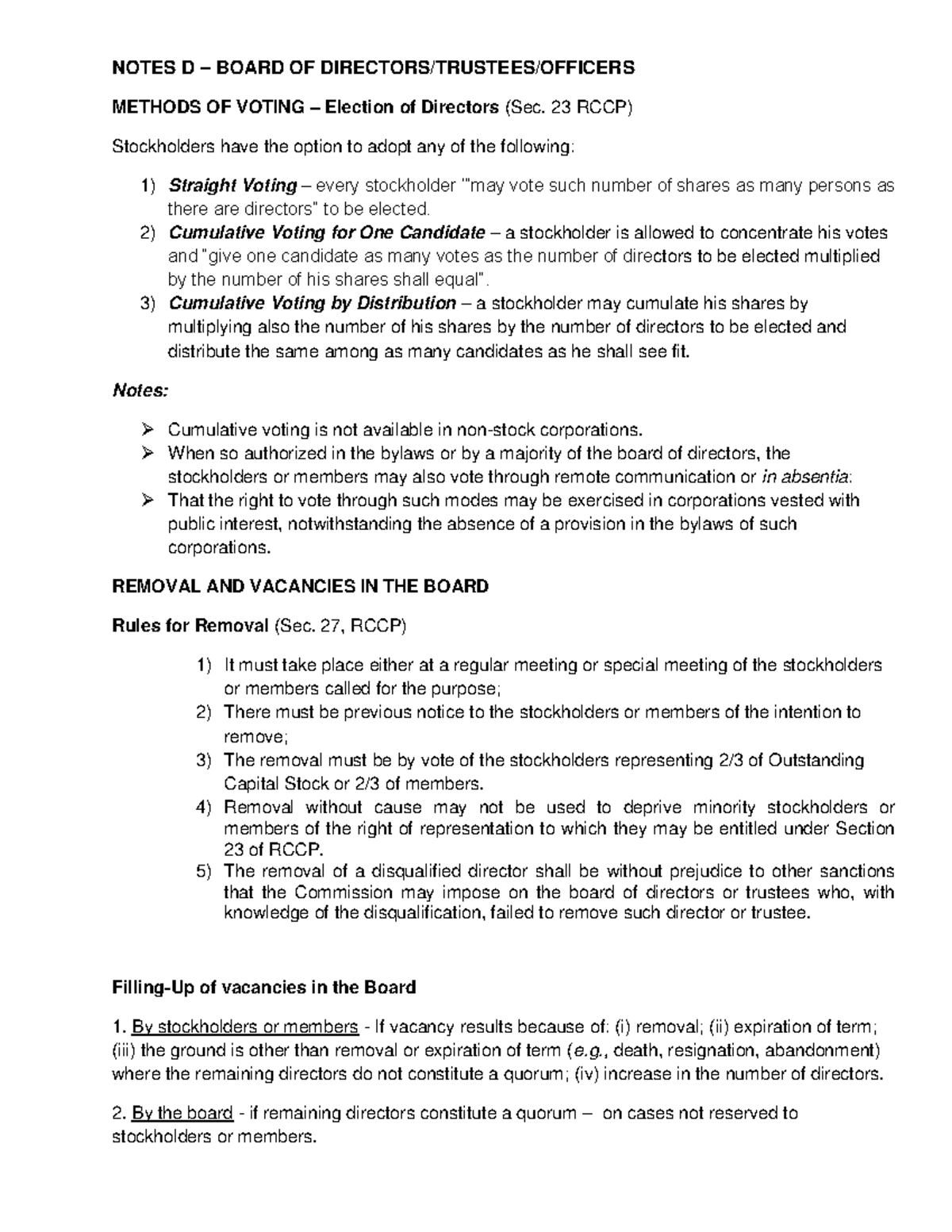 Notes D RCCP Board Officers - NOTES D – BOARD OF DIRECTORS/TRUSTEES ...