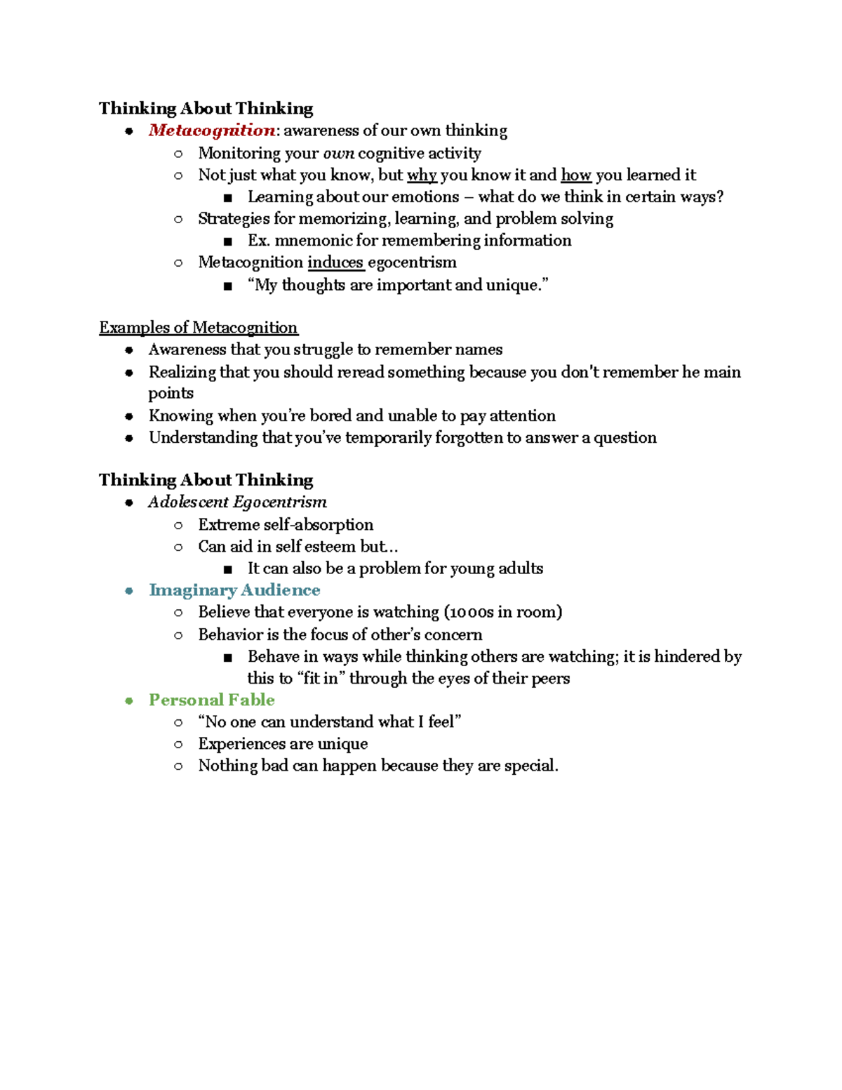 Hdfs3 - Aaron Miller - Thinking About Thinking Metacognition: awareness ...