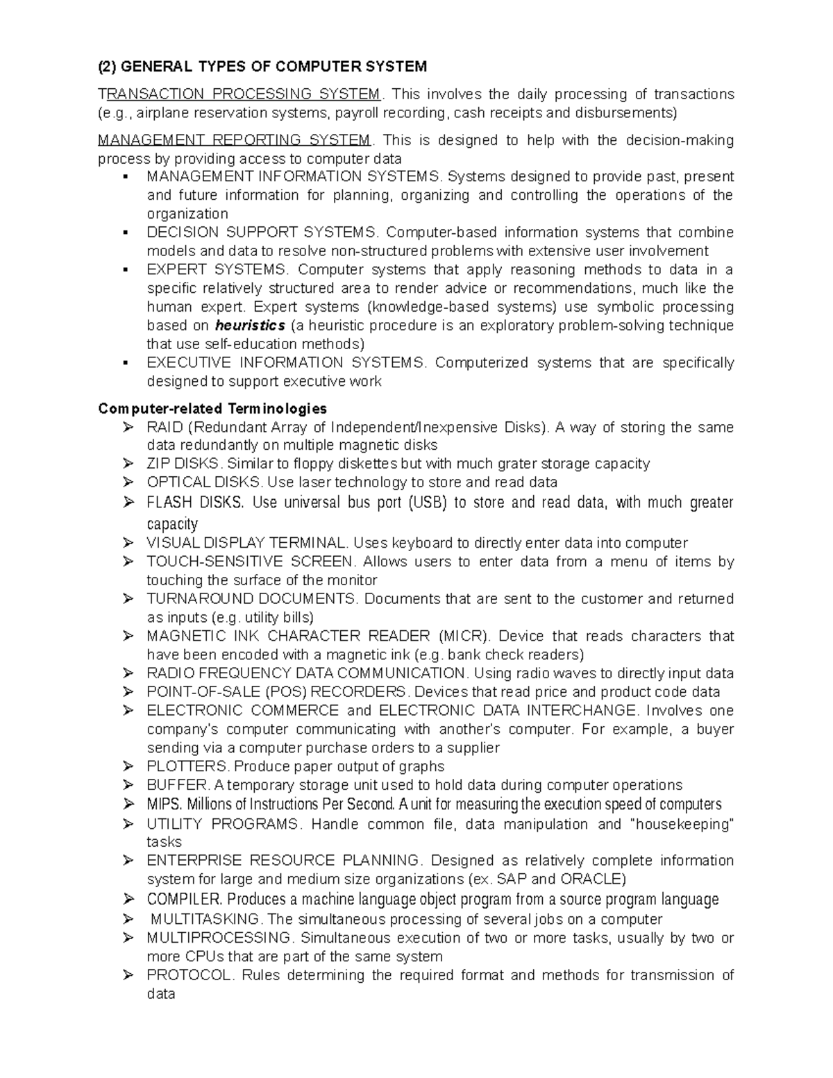 2-Computer-System - Summary BS Accountancy - (2) GENERAL TYPES OF ...