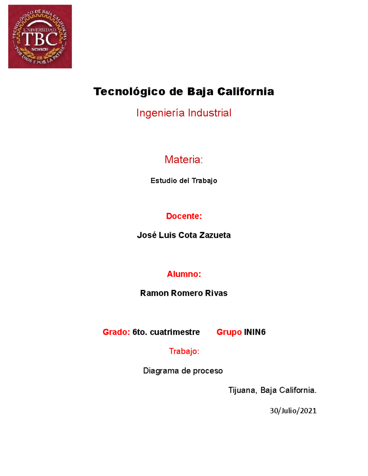 Indet A1 U1-RARR - Estudio de trabajo - Tecnológico de Baja California ...
