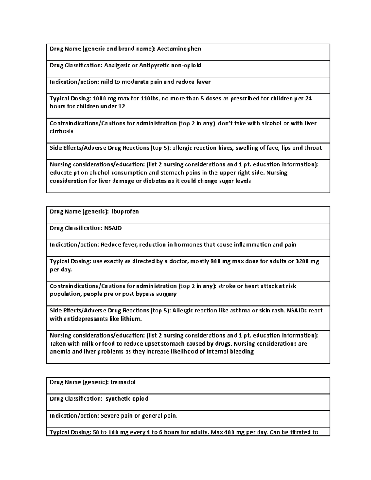 Drug Week 1 - Course Work like this - Drug Name (generic and brand name ...