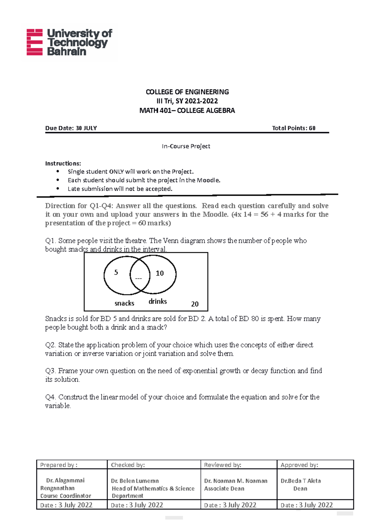 MATH401 ICPC - MATH Docunments - COLLEGE OF ENGINEERING III Tri, SY 2021- MATH 401– COLLEGE ...