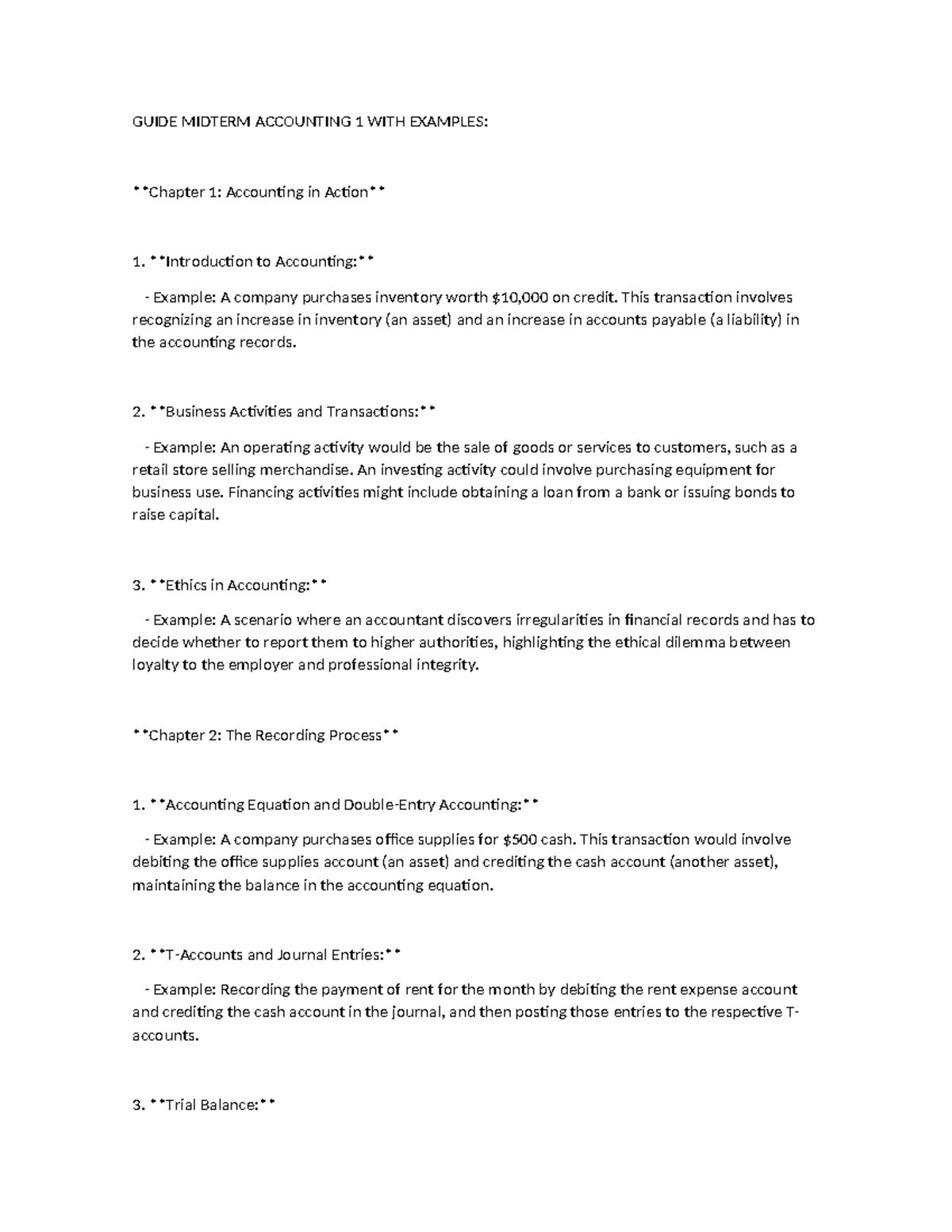 Guide Midterm Accounting 1 WITH Examples - GUIDE MIDTERM ACCOUNTING 1 WITH EXAMPLES: Chapter 1 ...