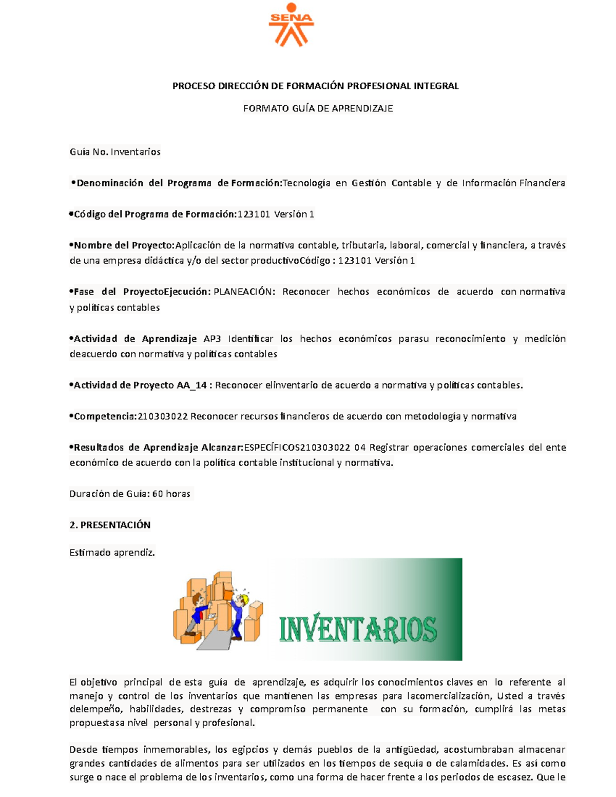 Guia de inventarios terminada - PROCESO DIRECCIÓN DE FORMACIÓN PROFESIONAL INTEGRAL FORMATO GUÍA ...