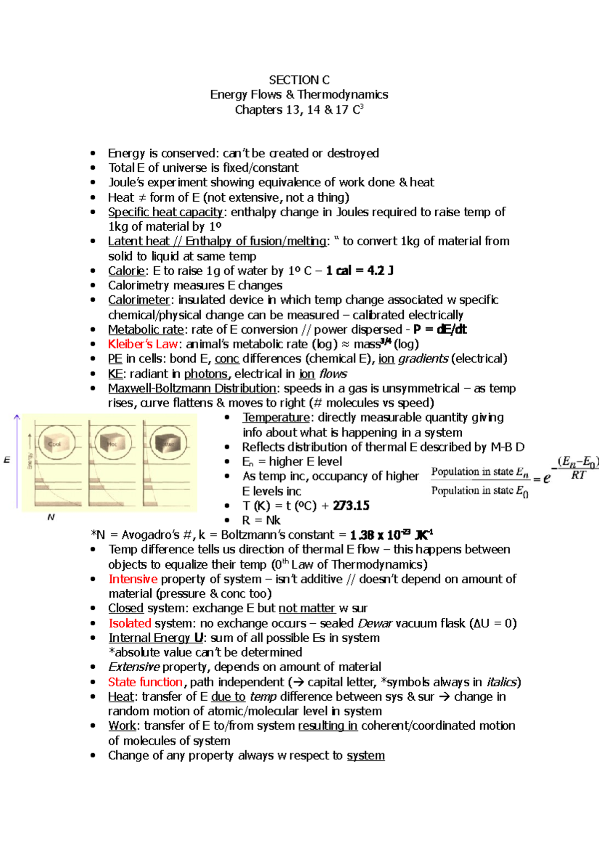 Section C: ENERGY FLOWS & THERMODYNAMICS lecture notes - SECTION C ...