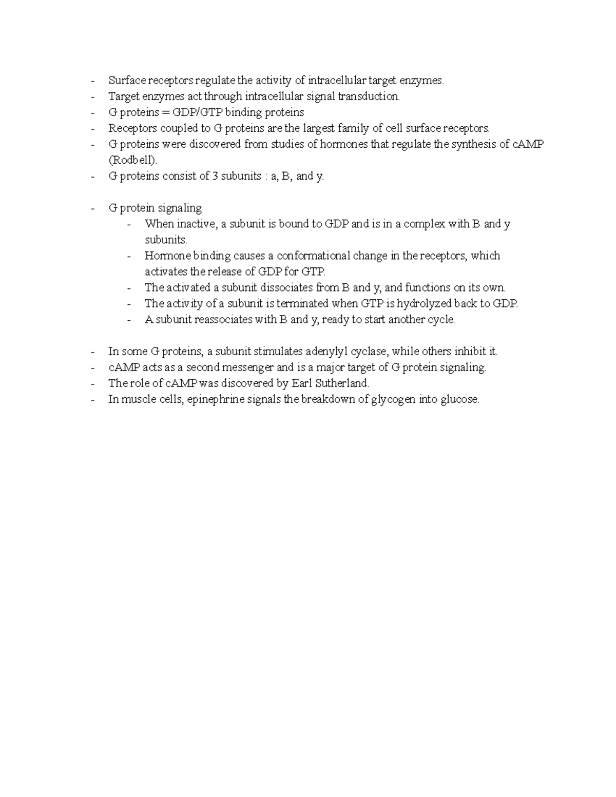Cell Signaling 3 - Lecture notes - Surface receptors regulate the ...